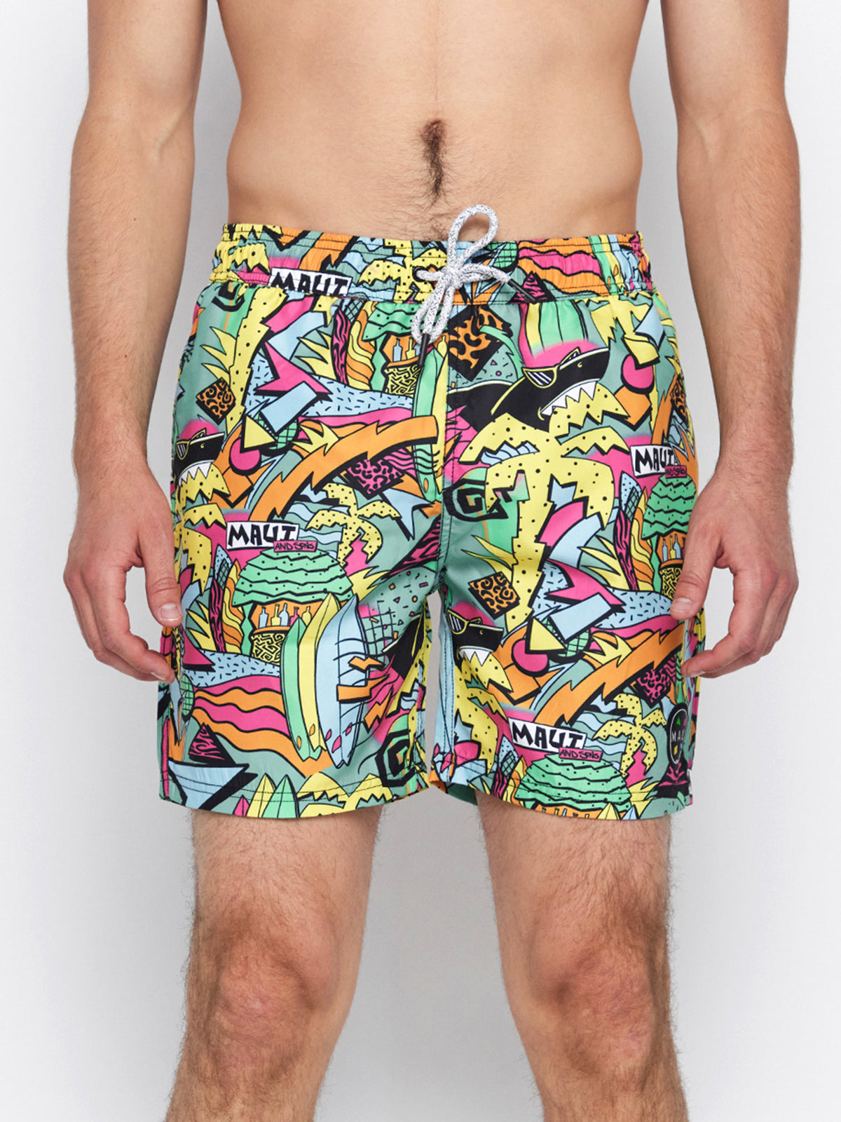 Collage Palm Swim Shorts — ON TOP